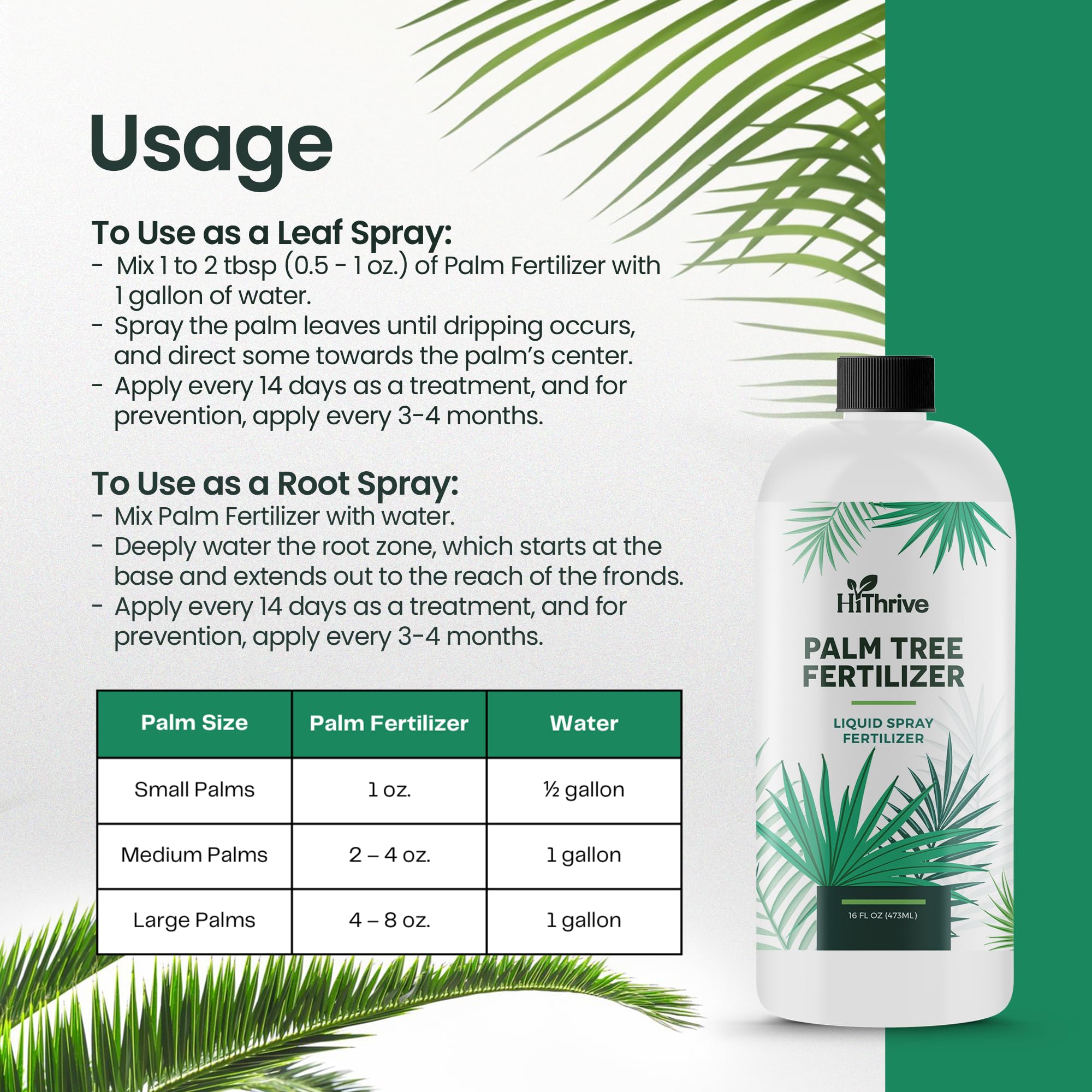 16oz Palm Tree Fertilizer, Premium Plant Food - Palm Fertilizer for Lush Growth of Palm Trees, Rich in Plant Nutrients Plant Fertilizer, Easy Plant Care Liquid Fertilizer - Water Soluble Fertilizer