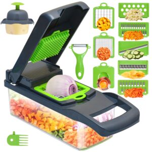 vegetable chopper container onion slicer | 16 in 1 multi functional food chopper with container bpa free material & dishwasher safe veggie chopper vegetable cutter