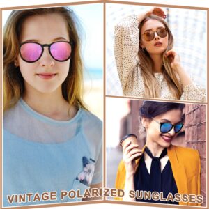 HEQU 4Pairs Vintage Round Sunglasses for Women Men Fashion Ladies Sunglasses Classic Retro Trendy Lightweight Circle Frame Sun Glasses UV400 Protection