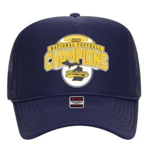 michigan football 2023-2024 national champions trucker hat - premium snapback for men and women (us, alpha, one size, navy)