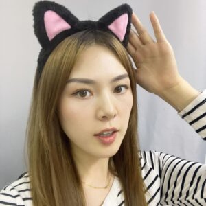 ajdvart Cat Ears Headband, 2Pcs, Soft Cat Ears Hairband for Skincare, Makeup, Yoga, and Cosplay, Adult's or Children's Photo Prop