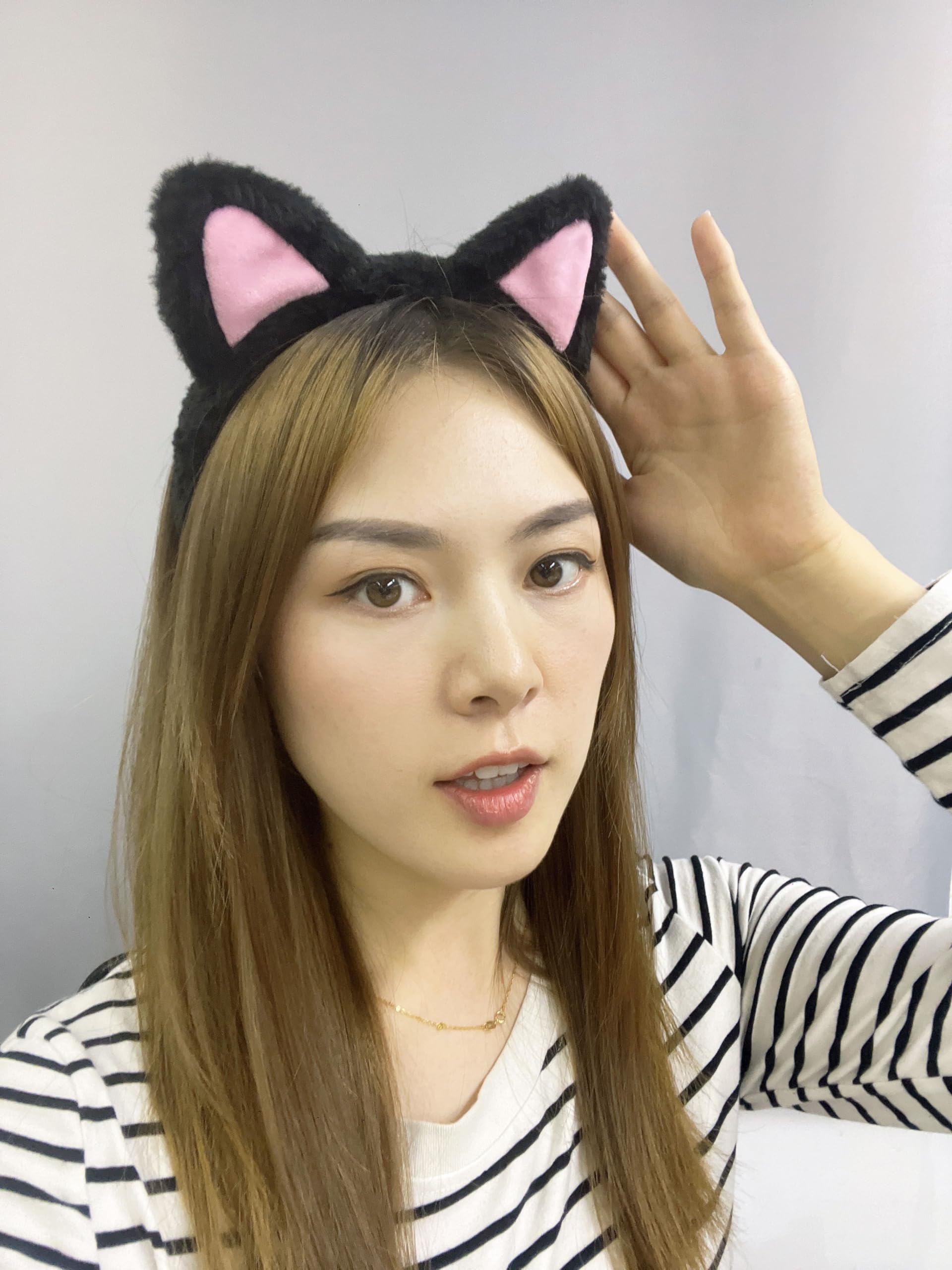 ajdvart Cat Ears Headband, 2Pcs, Soft Cat Ears Hairband for Skincare, Makeup, Yoga, and Cosplay, Adult's or Children's Photo Prop