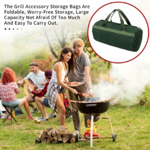 Grill Accessory Storage Bag, 24" Extra Thick Canvas Grill Utensil Storage Bag, Double Zipper Grill Tool Storage Bag, BBQ Tool Storage Bag Carry Bag for Camping Hiking Barbecue