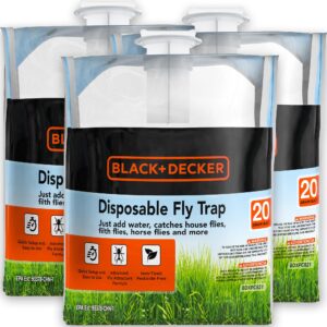 fly trap- hanging fly traps outdoor- natural non-toxic fly catcher attractant- add water to catch house & horse flies in garden, backyard & barn, 3 pack