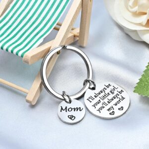 Mother's Day Gifts from Daughter Son for Mom Birthday Valentine's Day Christmas Keychain Gifts-Back Carving I Love You (I will always be your little girl, you will always be my world)