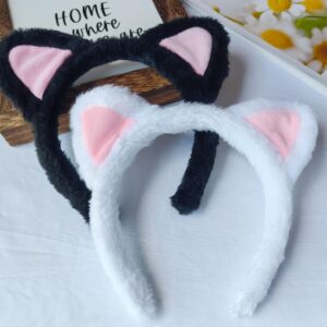 ajdvart Cat Ears Headband, 2Pcs, Soft Cat Ears Hairband for Skincare, Makeup, Yoga, and Cosplay, Adult's or Children's Photo Prop