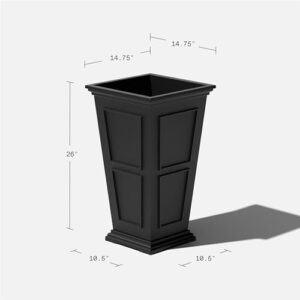 Veradek Fairmont Tall Plastic Planter - Large Outdoor Planter for Front Porch | Crack Resistant All-Weather Use | Classic Estate Design for Tall Plants, Flowers, Trees