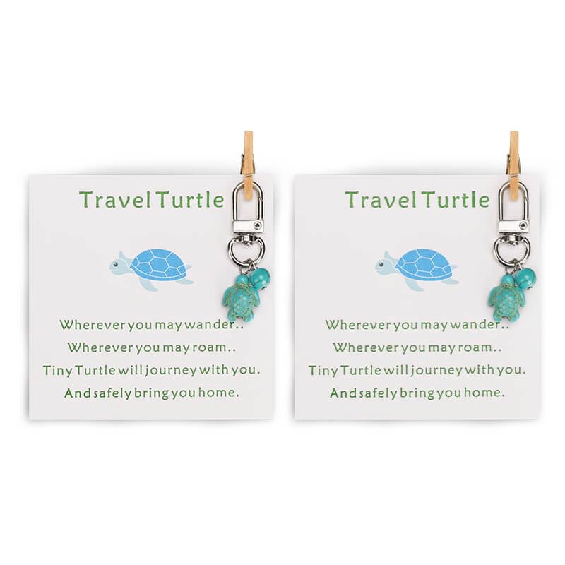 rythsans Good Lucky Gifts - 2 PACK Tiny Sea Turtle Keychain - Mini Backpack Key Chain Turtle Necklace for Sea Turtle Gifts