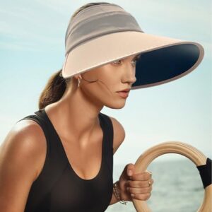 Chasenew Foldable Floppy Wide Brim Visor Hat for Women Golf Visor Cap Sun Protection Hat for Beach Garden Tennis Running Sunshade, Black