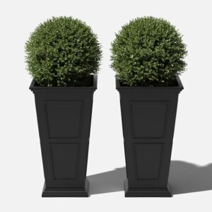 Veradek Fairmont Tall Plastic Planter - Large Outdoor Planter for Front Porch | Crack Resistant All-Weather Use | Classic Estate Design for Tall Plants, Flowers, Trees