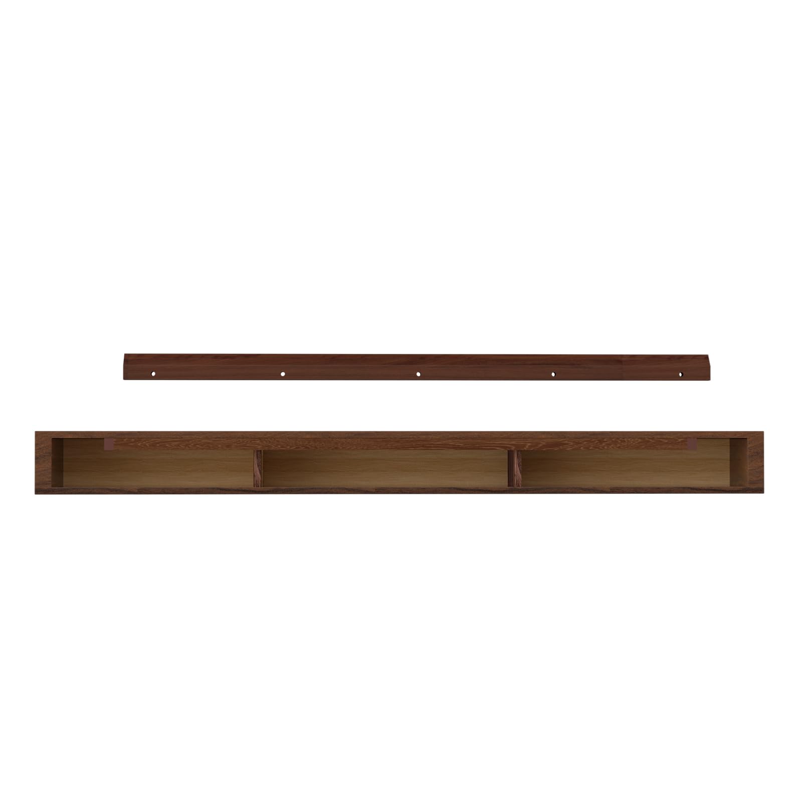 ROOMTEC Fireplace Mantel,60" Wood Floating Fireplace Shelves,Wall Mounted Wooden Display Shelving,Handcrafted Wood Brack,Natural Mantels Over Fireplace | 60" x 8" x 5"-Dark Chocolate