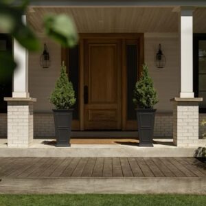 Veradek Fairmont Tall Plastic Planter - Large Outdoor Planter for Front Porch | Crack Resistant All-Weather Use | Classic Estate Design for Tall Plants, Flowers, Trees