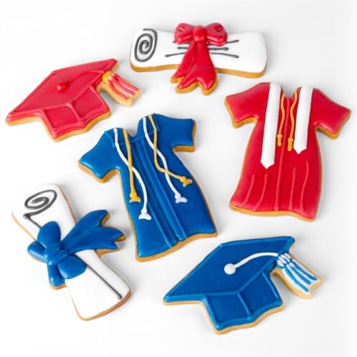 Graduation Cookie Cutters Set 3 Pieces, Stainless Steel Graducation Cap Cookie Cutter, Diploma, Graduation Gown Dress Cookie Cutter for Graduation Celebration Party