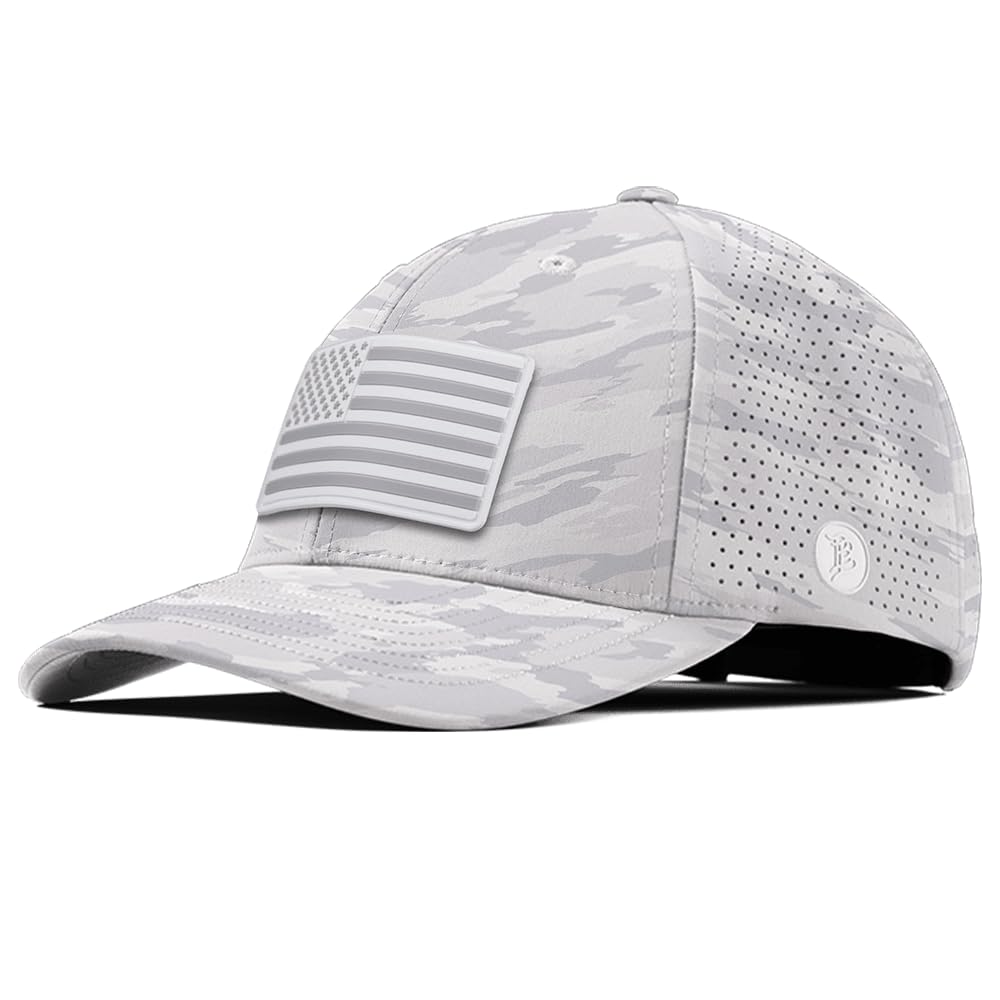 Branded Bills Pearl Old Glory PVC Artic Camo Elite Curved, Snapback Closure, Lightweight, Comfortable Baseball Cap