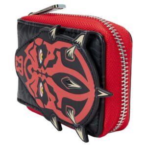 Loungefly Star Wars The Phantom Menace 25th Anniversary Darth Maul Accordion Zip Around Wallet, Black