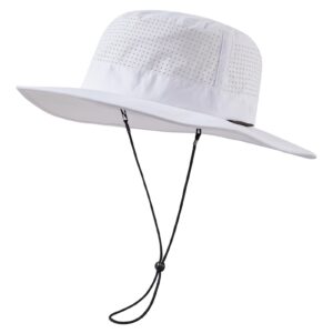 uvsai upf 50+ bucket sun hat with laser perforated mesh cooling adjustable breathable lightweight for outdoor men women white