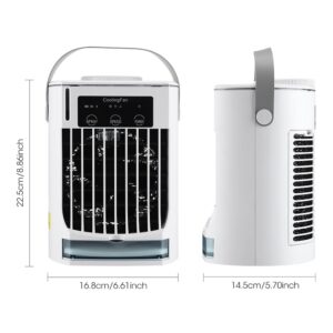 Portable Air Conditioner, 3 in 1 Personal Air Cooler Evaporative Air Cooling Fan with 3 Wind Speeds, Large Water Tank, Ultra Quiet Mini Air Cooler for Bedroom Home Office