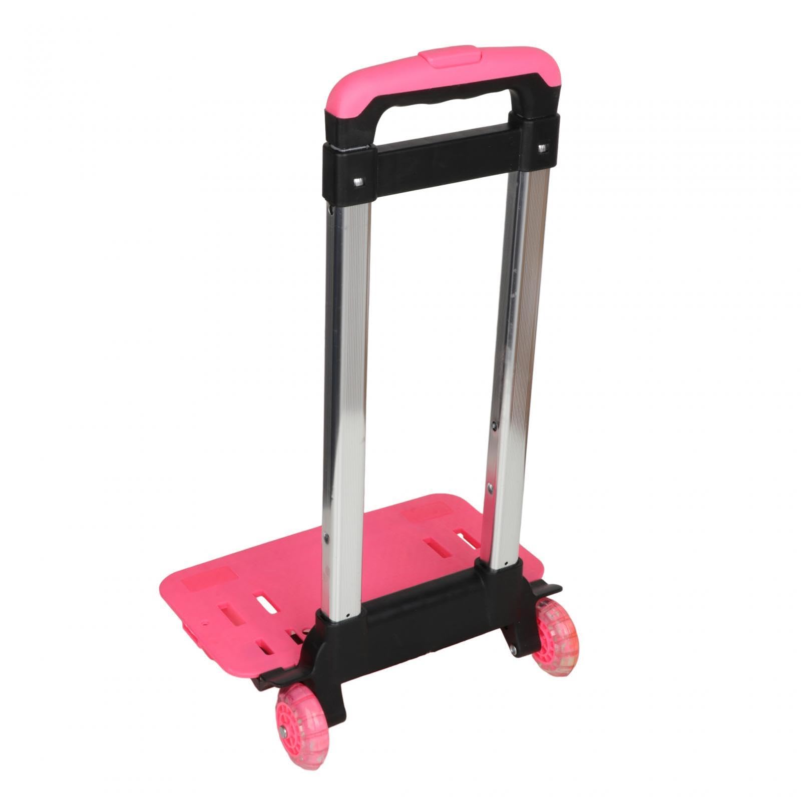 Backpack Hand Truck Backpack Trolley Pink,Foldable Telescopic Rod,Collapsible Hand Cart Folding Trolley Cart for Girl, Kids