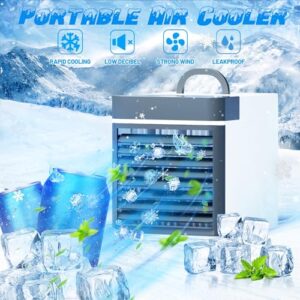 Portable Air Conditioner, Upgraded Mini Personal Anti-leakage Water Ice Cooling Air Cooler Fan with 3 Speeds, Small for Room Bedroom Office Home Tent