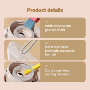 3 in 1 Cup Lid Cleaning Brush, 2024 New Crevice Cleaning Brush for Bottle Gap Tight Spaces Cup, 3 in 1 Multifunctional Cleaning Brush Portable Cup Lid Cleaner with Brush