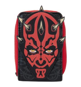 loungefly star wars the phantom menace 25th anniversary darth maul accordion zip around wallet, black