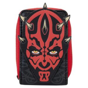 Loungefly Star Wars The Phantom Menace 25th Anniversary Darth Maul Accordion Zip Around Wallet, Black