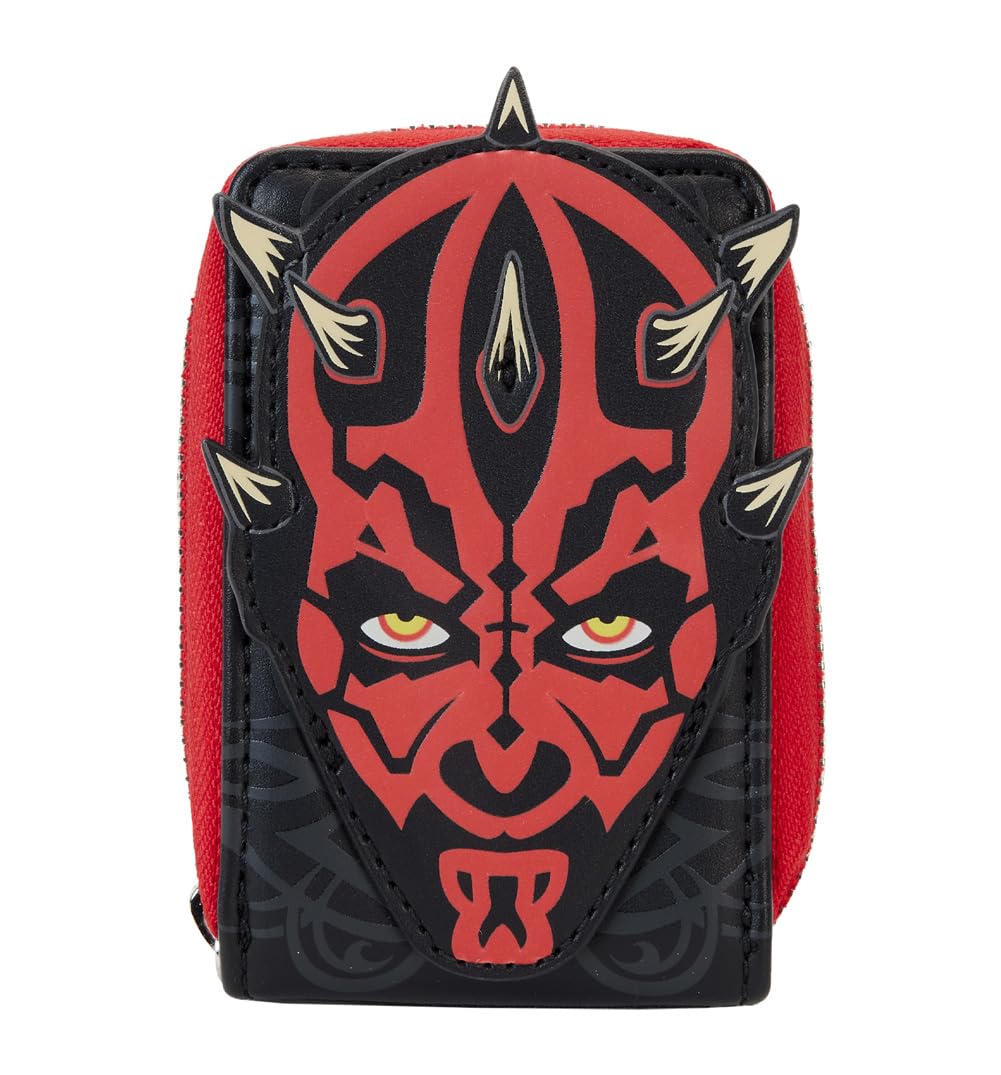 Loungefly Star Wars The Phantom Menace 25th Anniversary Darth Maul Accordion Zip Around Wallet, Black