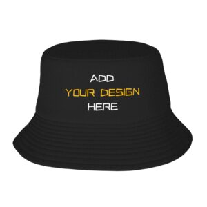 generic custom bucket hat for men women design your own personalized logo text photo packable fishing hat black