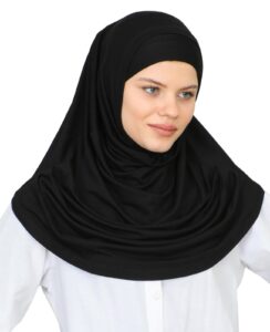 prien chic ready to wear hijab for women, muslim long turban undercap set, instant scarf, prayer clothes for girls, abaya (black)