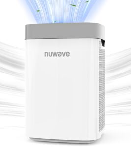 nuwave portable air purifier for large room up to 1361 sq ft with pm 2.5 display air quality sensor, h13 true hepa air filter remove 99.97% of pets dander odor dust smoke with double-sided air intake