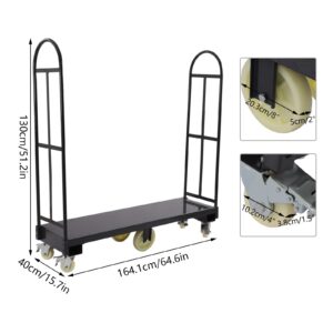 Flat Panel U-Boat Steel Cart, 2000lbs Capacity Handbarrow Removable Handles Platform Industrial Truck Dolly, 64.6Lx15.7H Hand Cart for Storage Rooms, Transportation Facilities