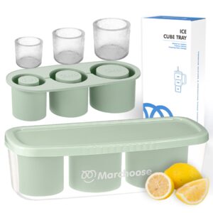 marchoose ice cube tray for stanley ice mold tumbler 30&40 oz, silicone ice mold with lid & bin for freezer, easy push & pop-out mold for stanley cup, cocktails, whiskey, drinks, coffee (cool mint)