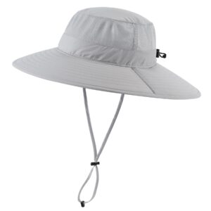 home prefer upf50+ mens sun hat wide brim fishing hat airy womens sun protection hat gardening beach bucket hat light grey