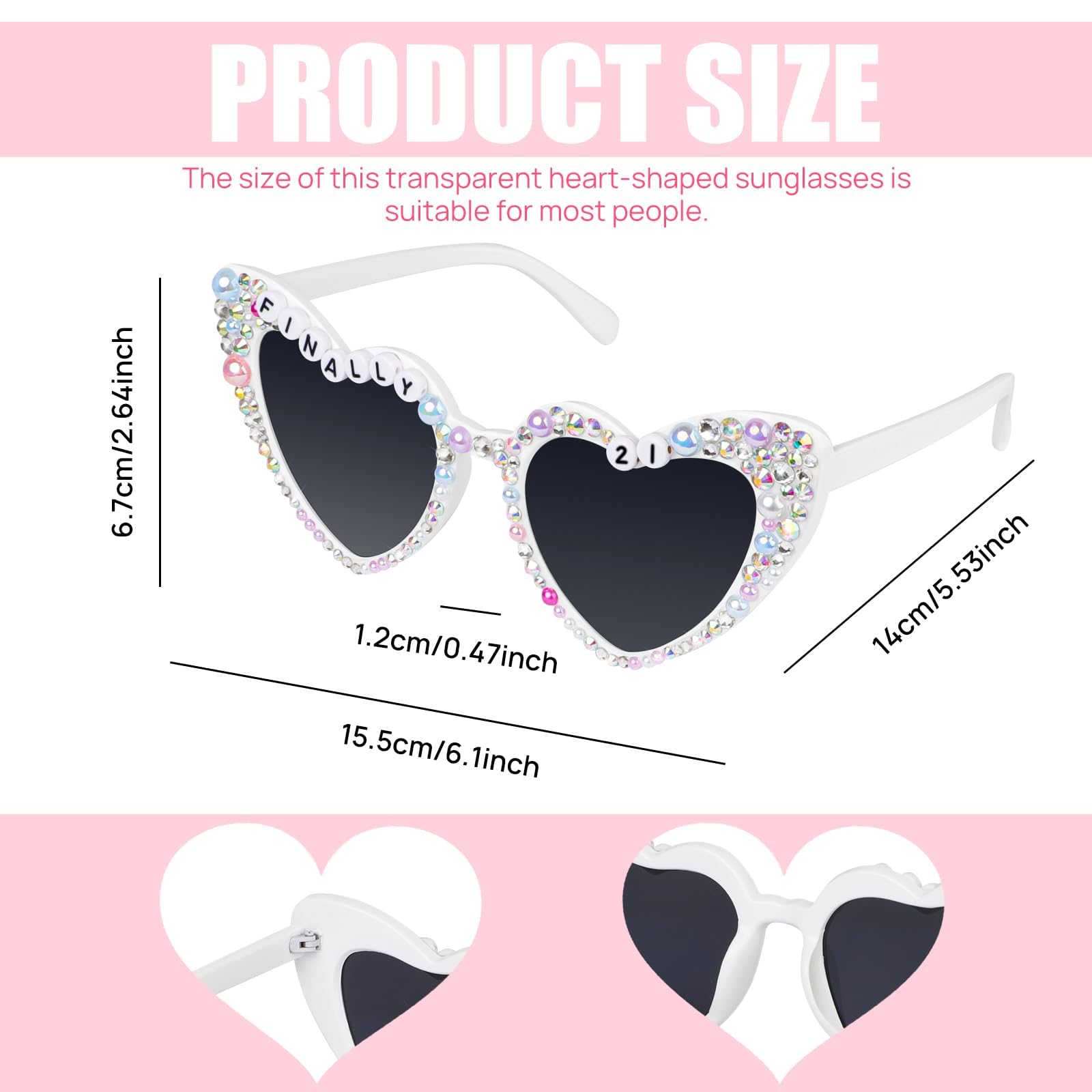 JUSTOTRY 21st Birthday Sunglasses - White Finally 21 Glasses for Women Girl Birthday Outfit Decorations Gifts Accessories