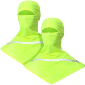 seematn 2 pcs summer balaclava face mask long neck cover for men with reflective strip sun protection cooling(neon yellow)