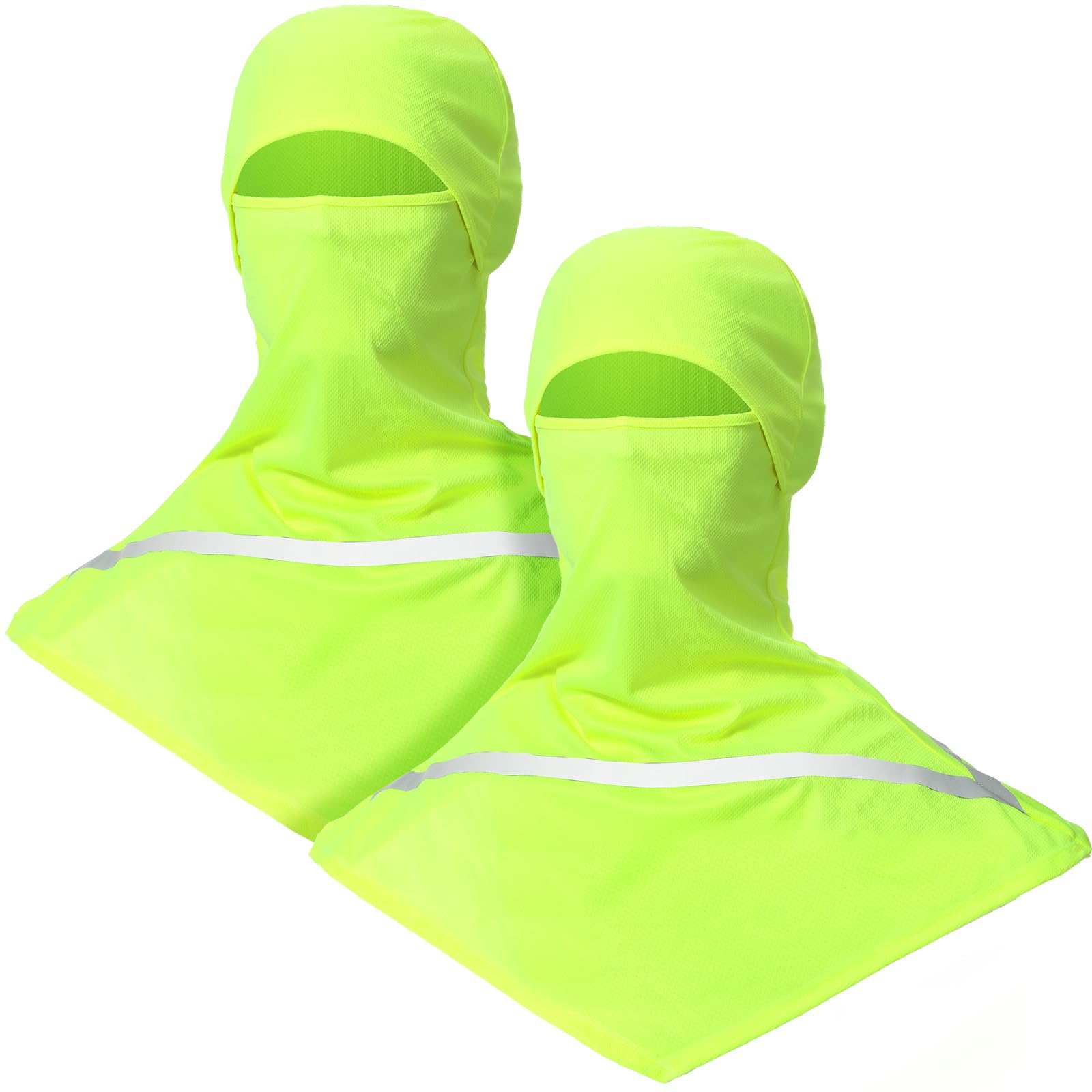 Seematn 2 Pcs Summer Balaclava Face Mask Long Neck Cover for Men with Reflective Strip Sun Protection Cooling(Neon Yellow)