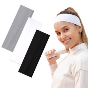 3 pcs non slip headbands, soft cloth sports headband, elastic hairband, headbands for women non slip, headbands for women for daily workout yoga running and sports