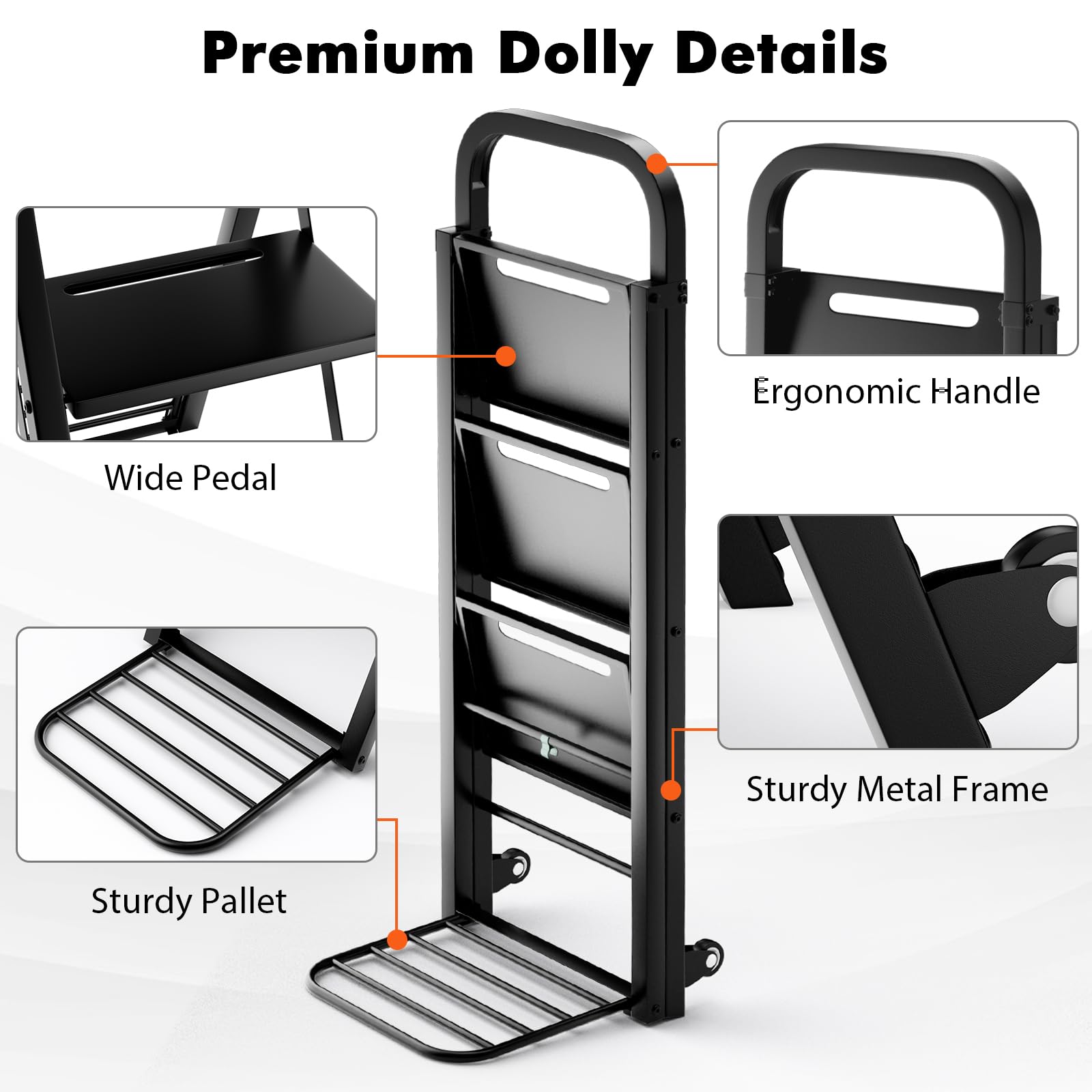 Toolsempire 2 in 1 Hand Truck, Folding Hand Truck Dolly with 2 Wheels & 3 Step Ladder, Heavy Duty Dolly Cart Step Stool for Warehouse, Garage, Home