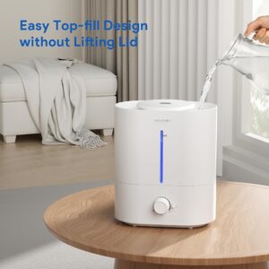 ASAKUKI Cool Mist Humidifiers for Bedroom Home, 4L Top Fill Humidifier Large Room for Baby Nursery & Plants, Quiet Room Humidifier with Diffuser, Night Light, Auto Shut Off, Easy Clean, 40H Runtime