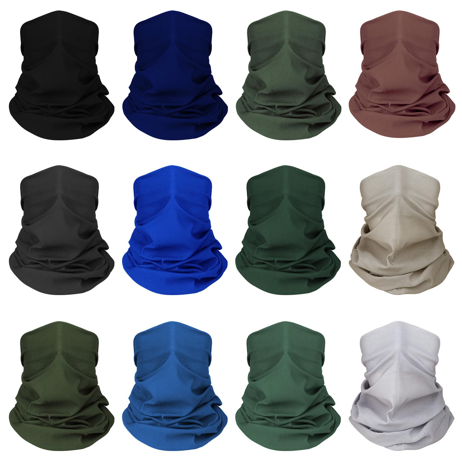 12 pcs Breathable Neck Gaiter Face Scarf Mask for Men Women Sun Protection Bandana Hiking, Cycling, Sports, Fishing (A)