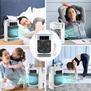 Portable Air Conditioner, 3 in 1 Personal Air Cooler Evaporative Air Cooling Fan with 3 Wind Speeds, Large Water Tank, Ultra Quiet Mini Air Cooler for Bedroom Home Office