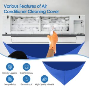 Air Conditioner Washing Bag, Waterproof Split Air Conditioner Cleaning Cover for Wall Mounted Mini Split AIR CONDITIONER Units, Cleaning tool for Home Office, Style A Blue with hose