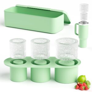 ddmy ice cube tray, stanley ice mold silicone ice cube tray ice cube trays for freezer, 3 sizes hollow cylinder ice trays for freezer with lid for 20-40 oz tumbler cup, easy fill and release ice mold