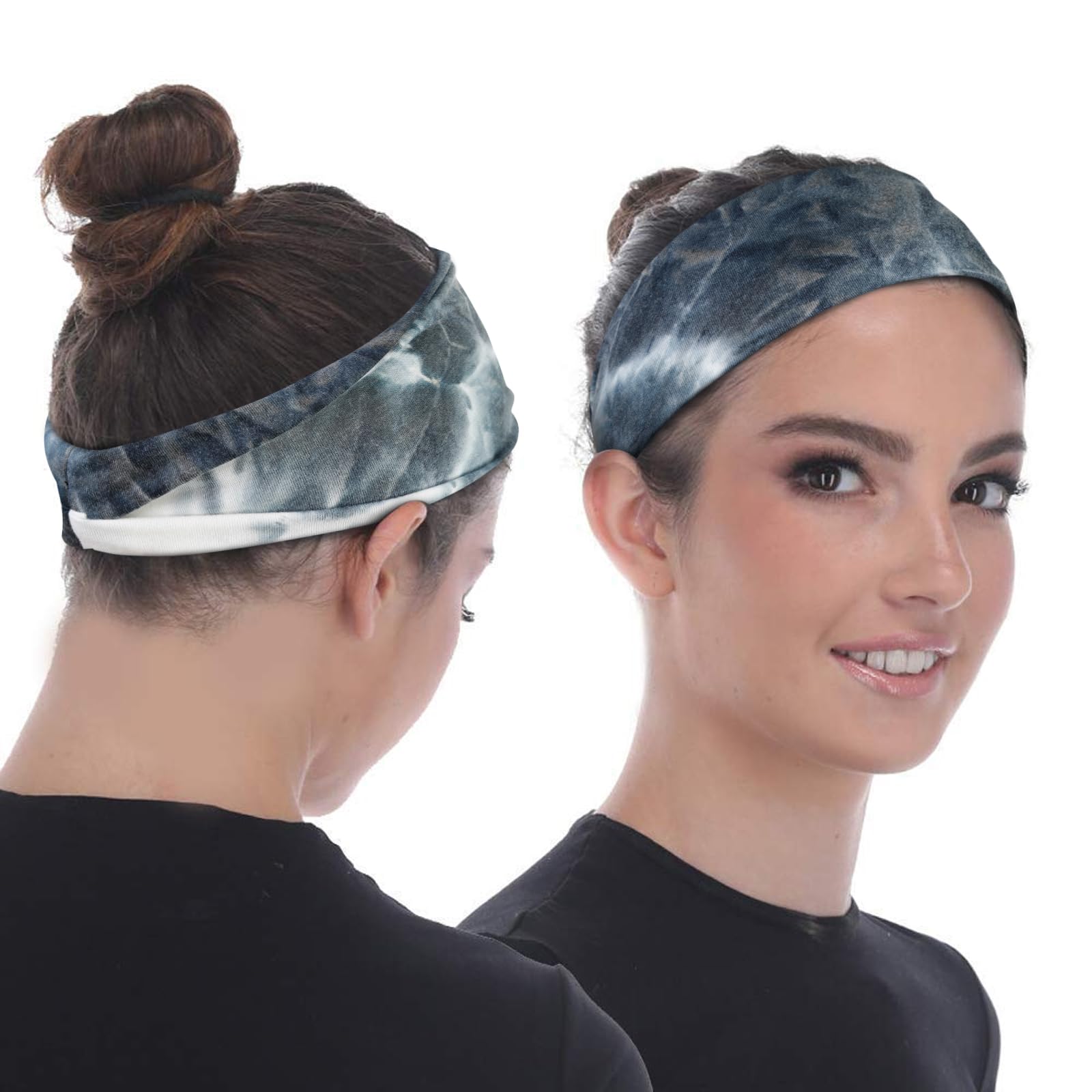 TERSE Women's Headbands, 6 Count - Cute Tie Dye, Soft Cloth, Non-Slip, Sweat Wicking, Workout, Yoga, Running, Hair Bands for Short Hair, Fashion Headbands for Women