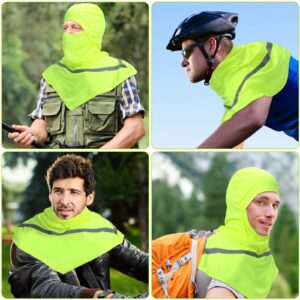 Seematn 2 Pcs Summer Balaclava Face Mask Long Neck Cover for Men with Reflective Strip Sun Protection Cooling(Neon Yellow)