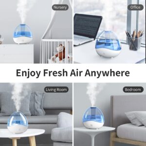 Humidifiers for Bedroom, Quiet Ultrasonic Cool Mist Humidifier, Desk Humidifiers with Removable Water Tank, Up To 24 Hours Humidifiers with Night Light for Home Baby Nursery and Plants