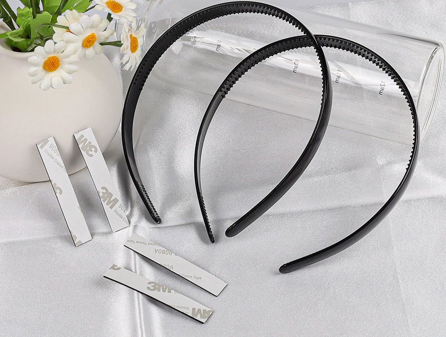 SONSIL 2psc Graduation Cap Headband with 4pcs strong adhesive strips, Graduation Cap hair band Secures Your Graduation Cap in Place Also Can Protect your Hairstyle in Order.