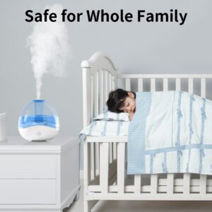 Humidifiers for Bedroom, Quiet Ultrasonic Cool Mist Humidifier, Desk Humidifiers with Removable Water Tank, Up To 24 Hours Humidifiers with Night Light for Home Baby Nursery and Plants