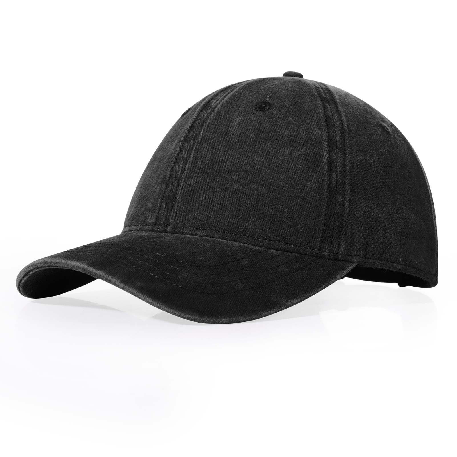 Oversize XXL Washed Cotton Baseball Cap, Extra Large Hat for Big Heads 23.5"-26", Plus Size Unstructured Denim Dad Hats