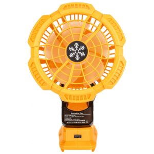 philophca cordless clip fan, personal battery operated fan for dewalt 20v lithium battery 3 speed camping fan with usb port 330° & 110° pivoting rechargeable fan powerful wind